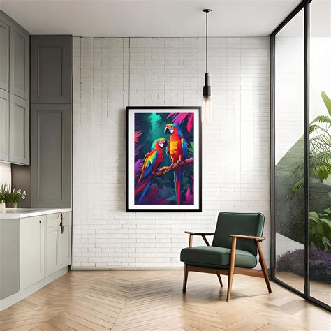 Neon Parrot Painting Printable Neon Parrot Wall Art Parrot Art