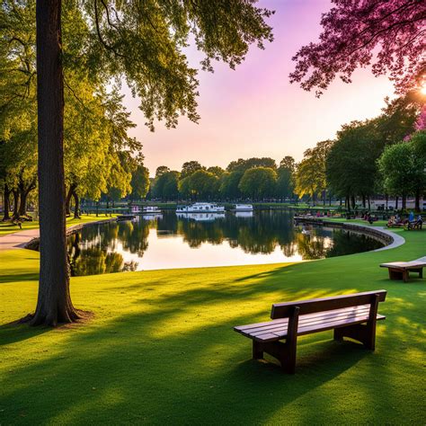 A Quaint City Park Captured In The Golden Hour By Gamer4life Playground