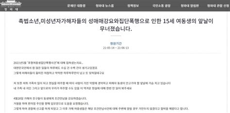 조건만남 하지 않아서⋯ 포항 여중생 집단폭행 사건 국민청원 등장