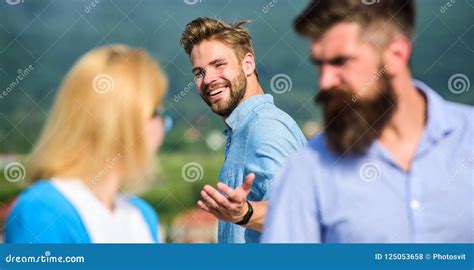 Husband Strictly Watching His Wife Looking At Another Guy While Walk