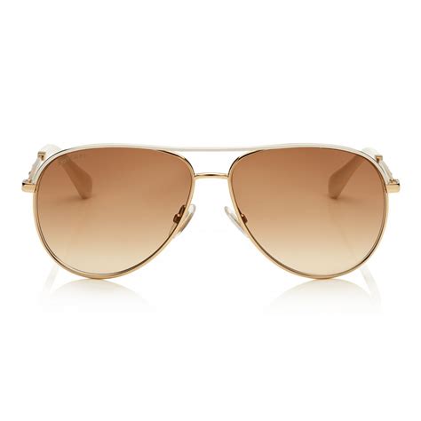 Jimmy Choo Jewly Rose Gold And Ivory Aviator Sunglasses Jimmy