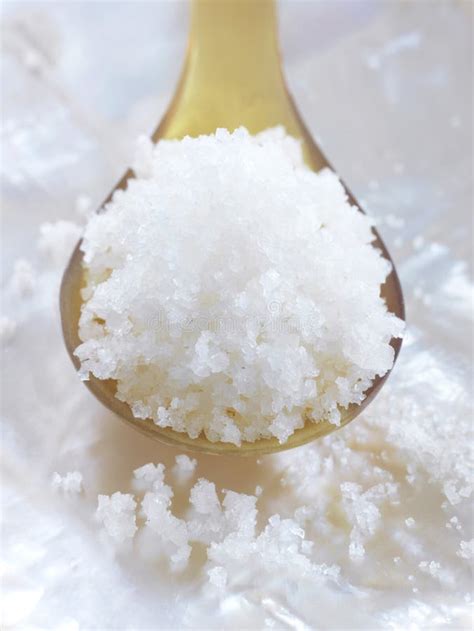 Spoonful Of Fleur De Sel Sea Salt From Gu Rande Stock Image Image Of Salt Spoon