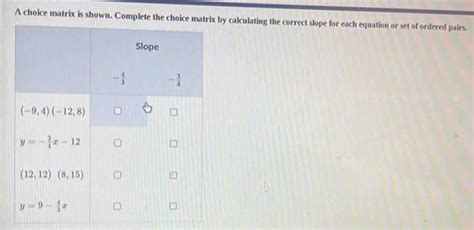 Solved A Choice Matrix Is Shown Complete Thby Calculating The Correct