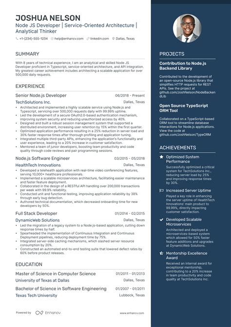 Node Js Developer Resume Examples Guide For