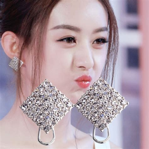 方形银色耳钉女s925纯银韩国高级感气质耳环2022新款潮轻奢耳饰品 虎窝淘