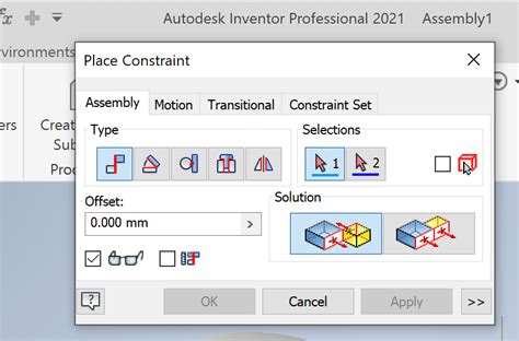Contraint Dialog Box Not Highlighting Buttons In Inventor 21 Autodesk