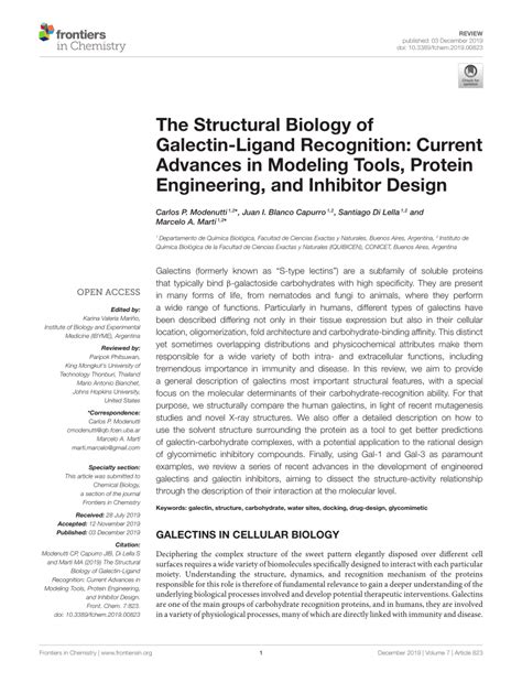 PDF The Structural Biology Of Galectin Ligand Recognition Current