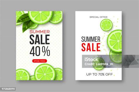 여름 세일 배너 슬라이스 라임 조각 나뭇잎과 점선 패턴 흰색 배경계절 할인 벡터 일러스트 레이 션에 대 한 템플릿 3차원 형태에 대한 스톡 벡터 아트 및 기타 이미지