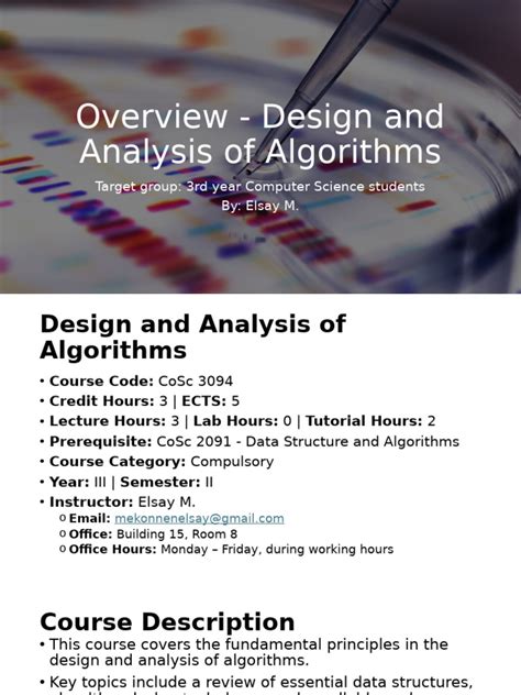 Disign And Analysis Of Algorith Overview Pdf Time Complexity Algorithms