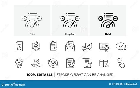 Approve Line Icons Checklist Certificate And Award Medal Linear Icon Set Line Icons Vector