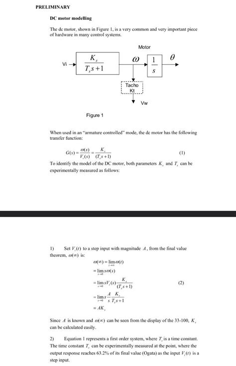 Solved DC Motor Modelling The Dc Motor Shown In Figure 1 Chegg