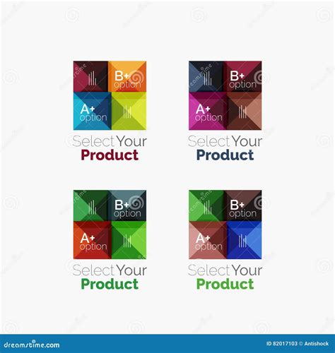 Set Of Abstract Square Interface Menu Navigation Button Stock Vector Illustration Of Abstract