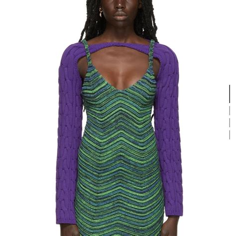 Isa Boulder Purple Chunky Cableknit Sleeves Sweater Depop