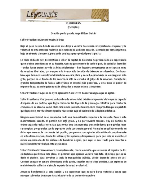 El Discurso Político Ejemplos Pdf