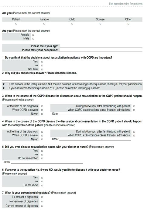 The Questionnaire For Patients Copd Chronic Obstructive Pulmonary