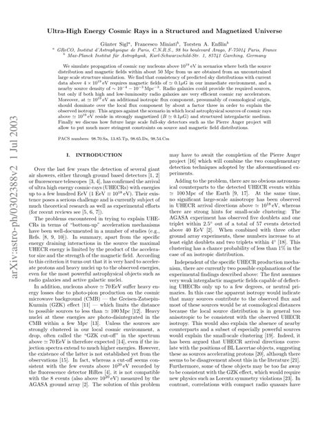 Pdf Ultra High Energy Cosmic Rays In A Structured And Magnetized Universe
