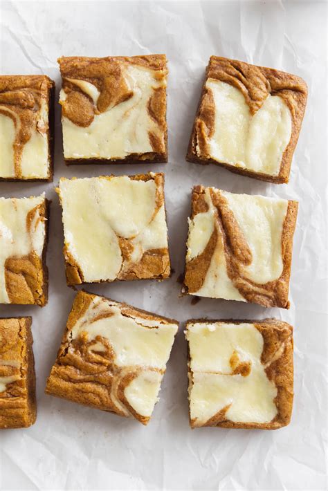 Cheesecake Swirled Pumpkin Bars Broma Bakery