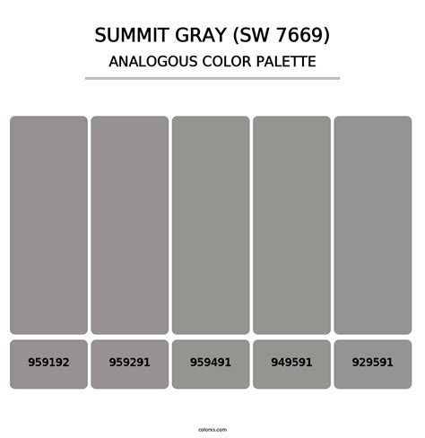 Sherwin Williams Summit Gray SW 7669 Paint Coordinating Colors And