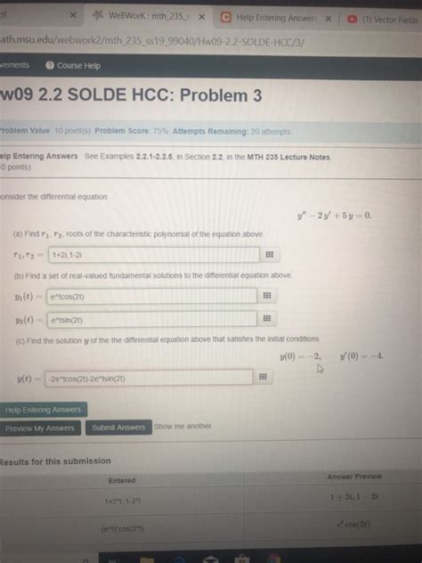 Solved df 尔WeBWorK mth 235 G Help Entering Answer O Chegg
