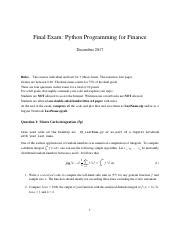 Exam Python Pdf Final Exam Python Programming For Finance December Rules The Exam