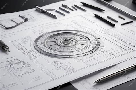 Premium Photo Engineering Schematic Illustration Mockup