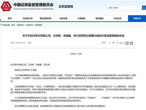北京证监局对远洋资本有限公司及相关人员出具警示函 知乎