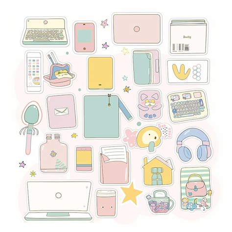 Premium Photo Cute Laptop Planner Sticker Set