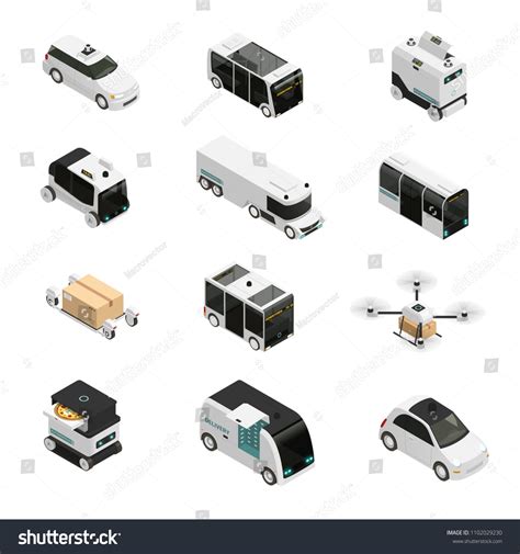 자율주행차 아이소메트릭 아이콘 무인버스 택시 트럭 스톡 벡터로열티 프리 1102029230 Shutterstock