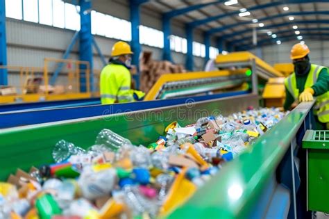 Automated Machine At Recycling Plant With Conveyor Belts Showcasing
