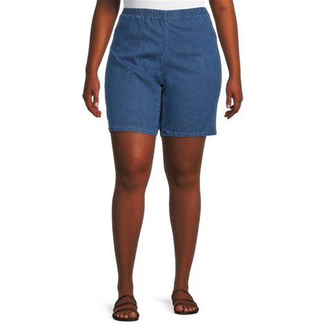 Just My Size Womens Plus Elastic Waist Stretch Bermuda Shorts