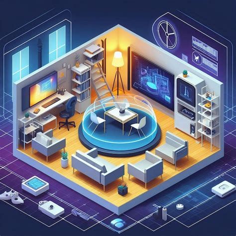 Premium Photo Virtual Reality Room Furnish Design Isometric