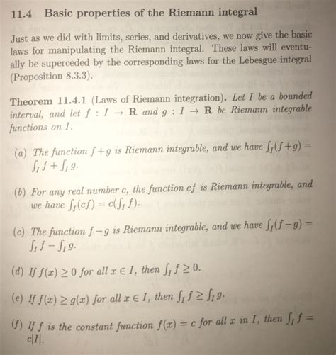 Solved Basic Properties Of The Riemann Integral Just As Chegg