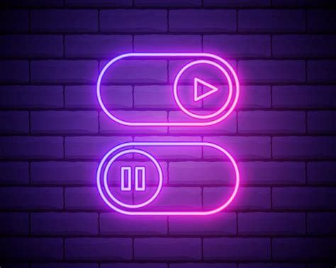 On And Off Lamp Neon Light Toggle Switch Buttonplay And Pause Multimedia Symbolsswitch Buttons