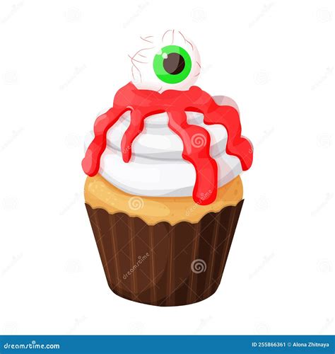 Red Scary Jelly With Pink Tentacles Isolated On White Background