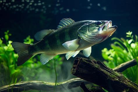 Premium Photo Colorful Bass Hunting Near Riverbed Structure