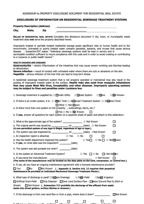 Form Lrec Disclosure Of Information On Residential Sewerage Treatment