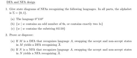 Solved Give The State Diagram Of NFAs Recognizing The Chegg Com