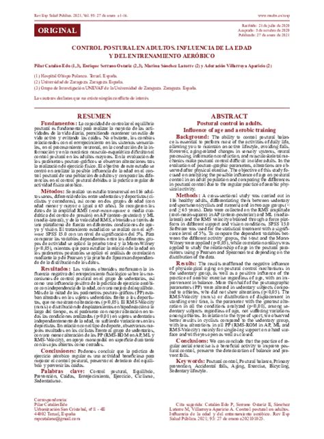Pdf Control Postural En Adultos Influencia De La Edad Y Del