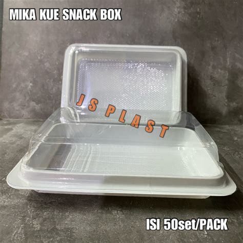 Jual Isi 50set Mika Snack Box Putih Alas Mika Kue Tray Brownies Bento Mika Snack Box