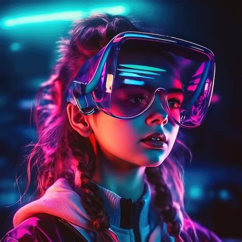 Premium Ai Image Girl In Glasses Of Virtual Reality Augmented Reality