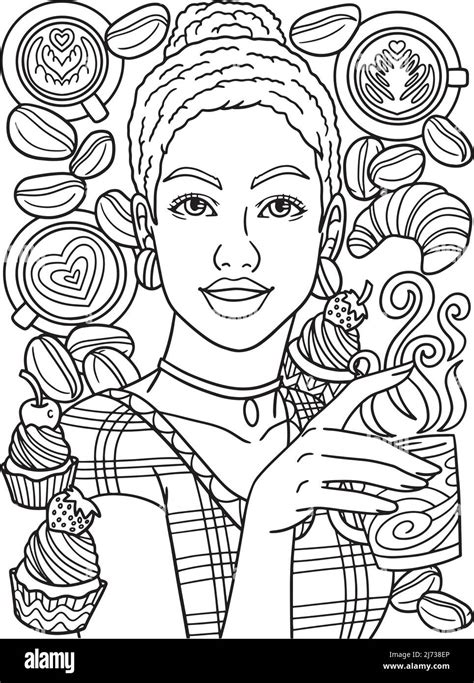Dibujo De Mujer Triste Tomando Cafe Para Pintar Y Colorear Colorear