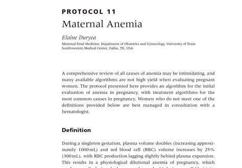 Protocol 11 Maternal Anemia