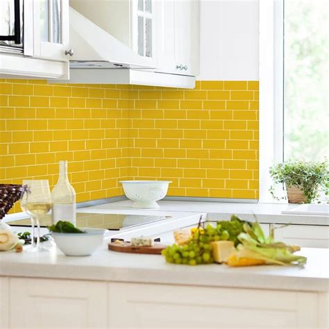 Yellow Subway Tiles Art3d 14x12 Peel And Stick Backsplash Subway