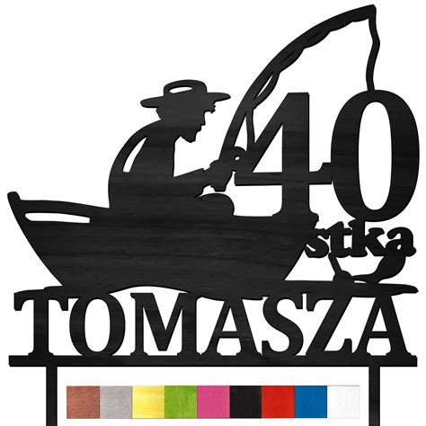 URODZINOWY TOPPER NA TORT WĘDKARZ OZDOBA RYBY 12491869479 Allegro pl