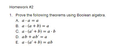 Solved Prove The Following Theorems Using Boolean Chegg