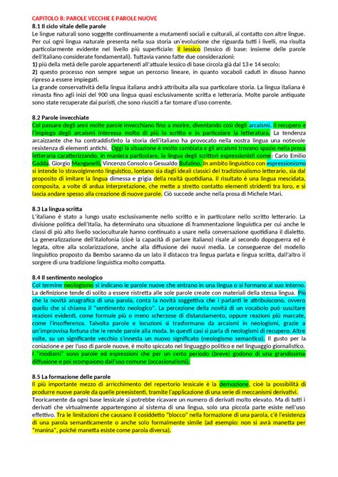 Riassunto 8 Capitolo Docsity