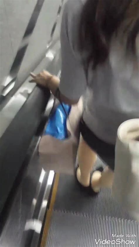 Risky Public Cum On Japanese Girl On Escalator