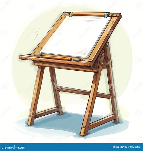 School Drafting Table Education Tool Cartoon Square Illustration