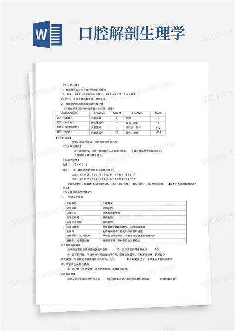 口腔解剖生理学word模板下载编号lkrwywvd熊猫办公