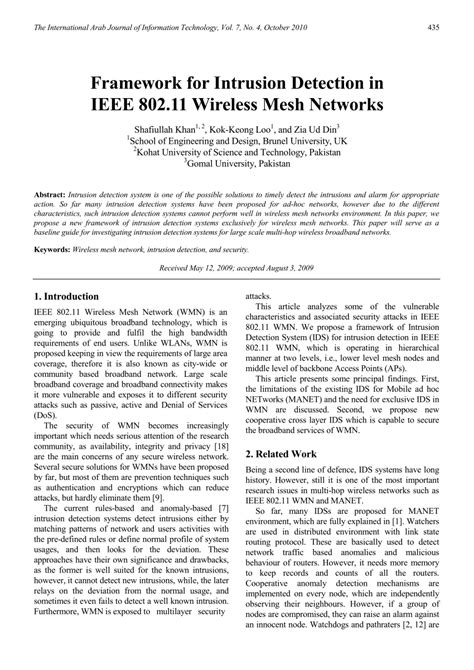 Pdf Framework For Intrusion Detection In Ieee 802 11 Wireless Mesh